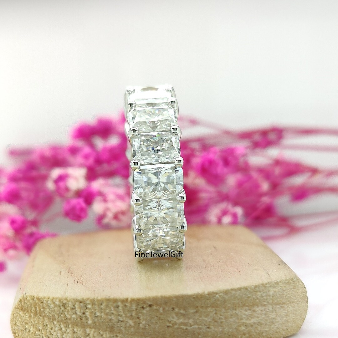 8ct (4x6 MM) Radiant Cut All Lab Diamond & Moissanite Anniversary Band ...