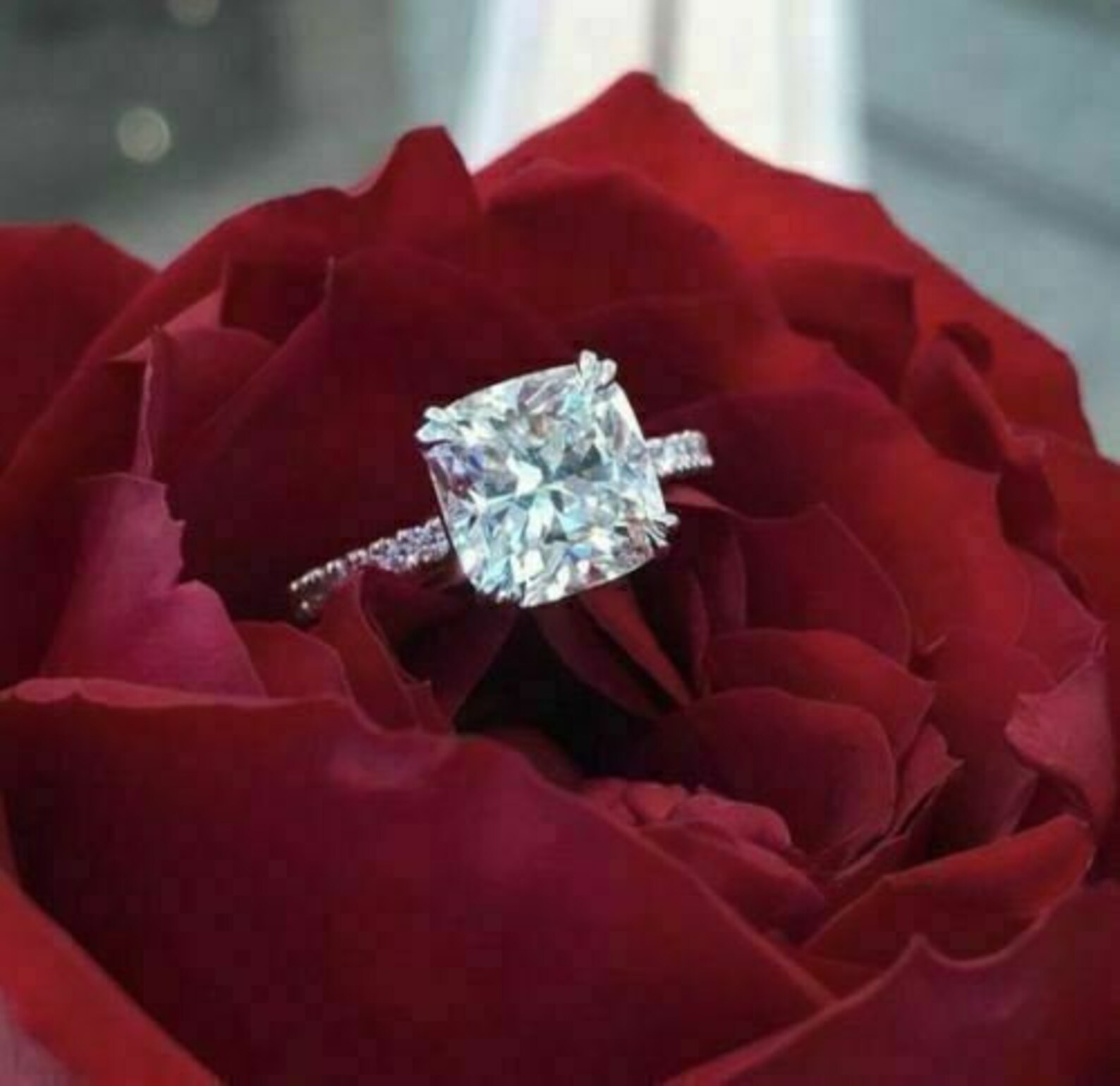 3ct Cushion Cut Simulated Diamond Double Prong Fancy - Etsy