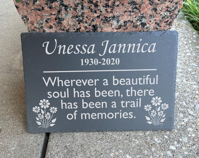 Custom 8”x12” Flowers Slate Sign, Memorial Garden Plaque, Garden ...