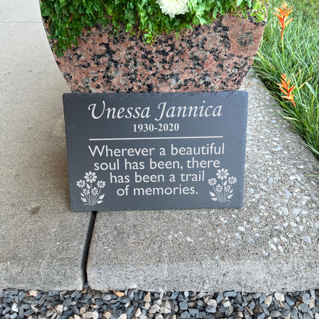 Custom 8”x12” Flowers Slate Sign, Memorial Garden Plaque, Garden ...