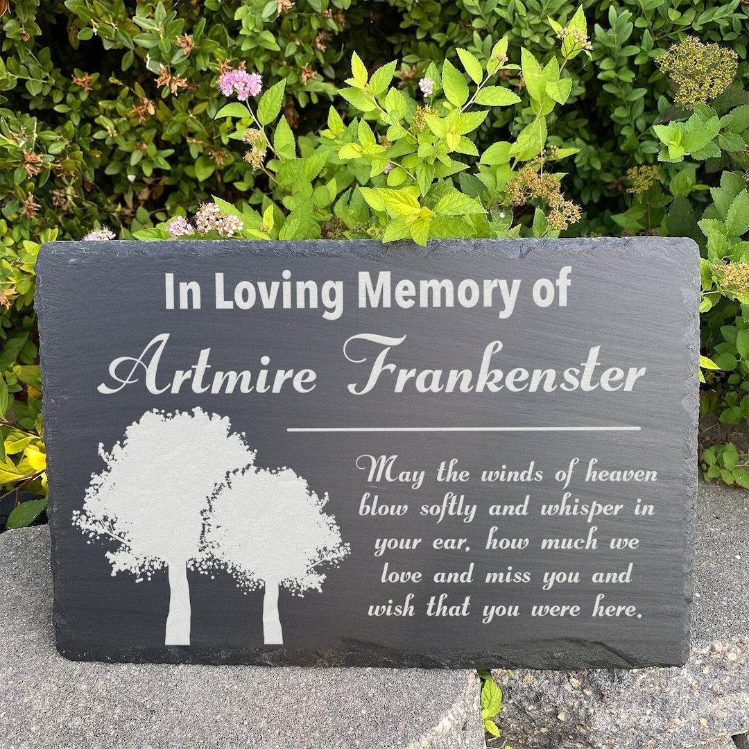Custom 8”x12” Tree Slate Sign, Memorial Garden Plaque, Loss of Loved ...