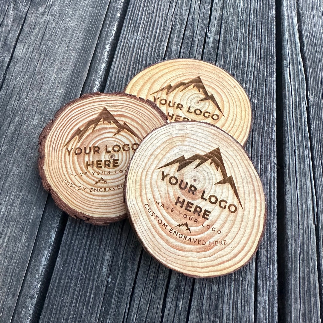 Custom LOGO Log Slice Coaster - 1 Hand Made Wooden Coaster Perfect for ...