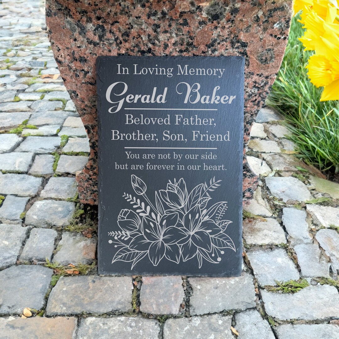 Custom 8”x12” Flower Lilies Slate Sign, Memorial Garden Plaque, Garden ...