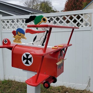 Cartoon Red Baron Characters Tri-plane Mailbox | Rural Mailbox**** - Etsy