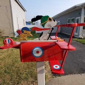 Cartoon Red Baron Characters Tri-plane Mailbox - One of a Kind Mailbox ...