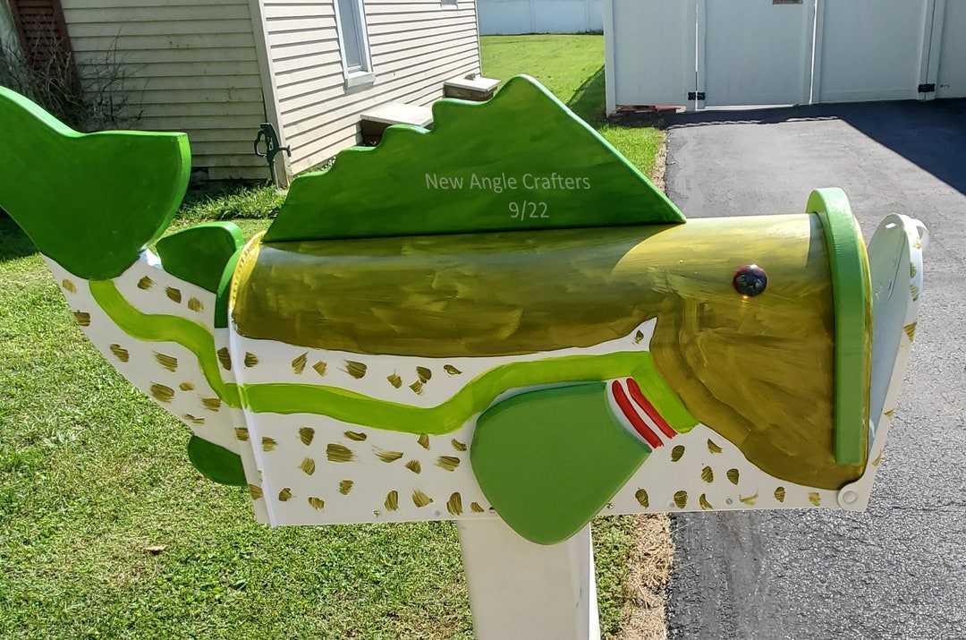 Bass Mailbox | Fish Mailbox | Rural Mailbox | Handmade Mailbox - Etsy