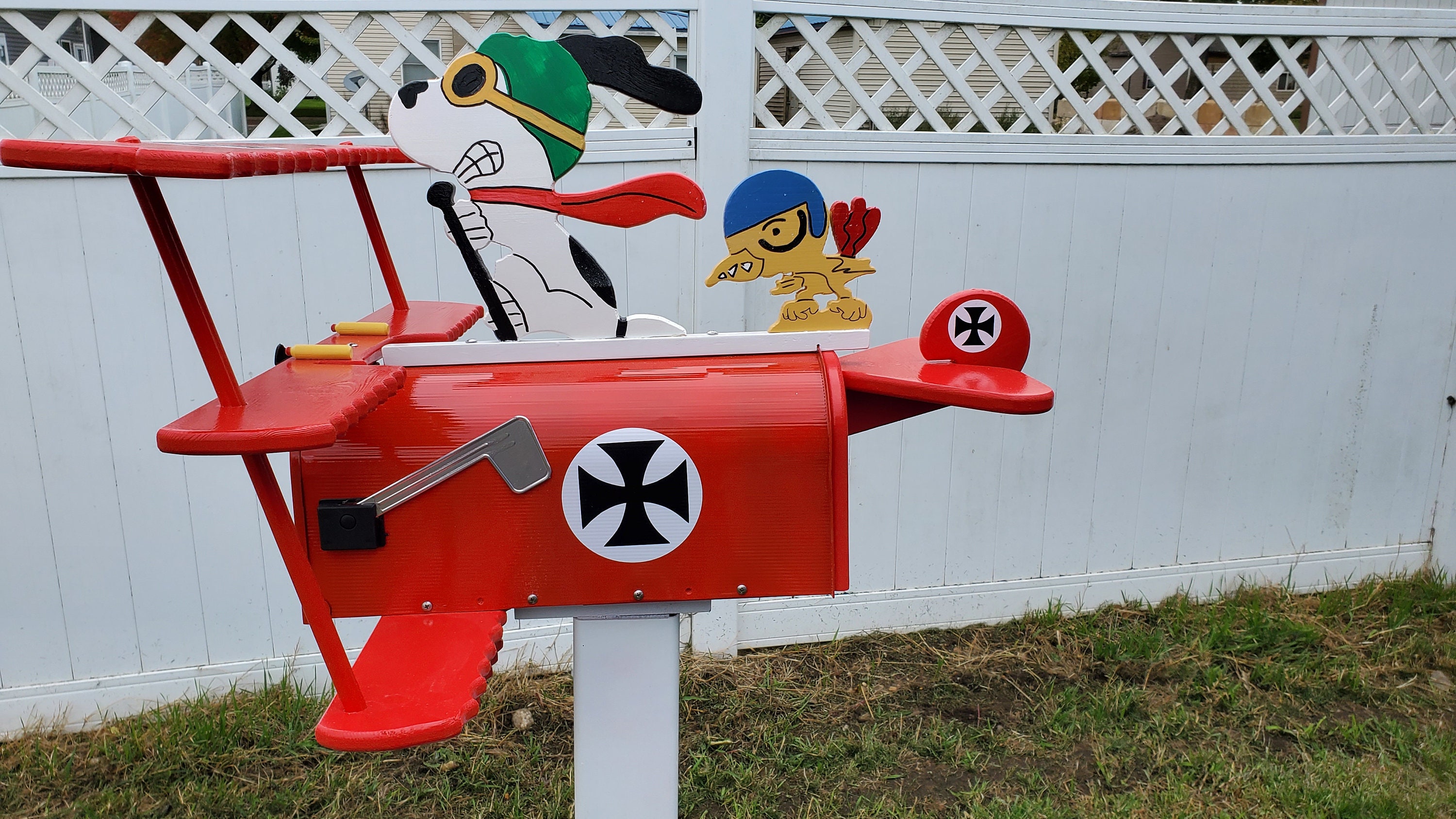 Cartoon Red Baron Characters Tri-plane Mailbox Rural Mailbox - Etsy