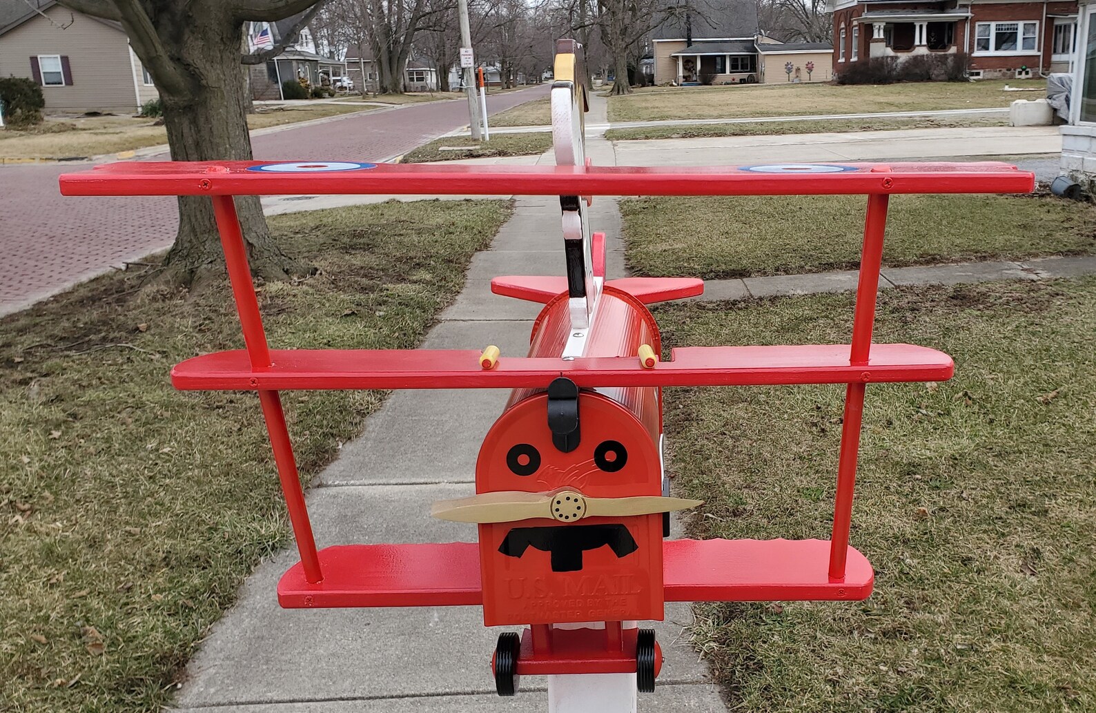 Red Baron Tri-plane Mailbox-mailbox-rural Tri-plane Mailbox-character ...