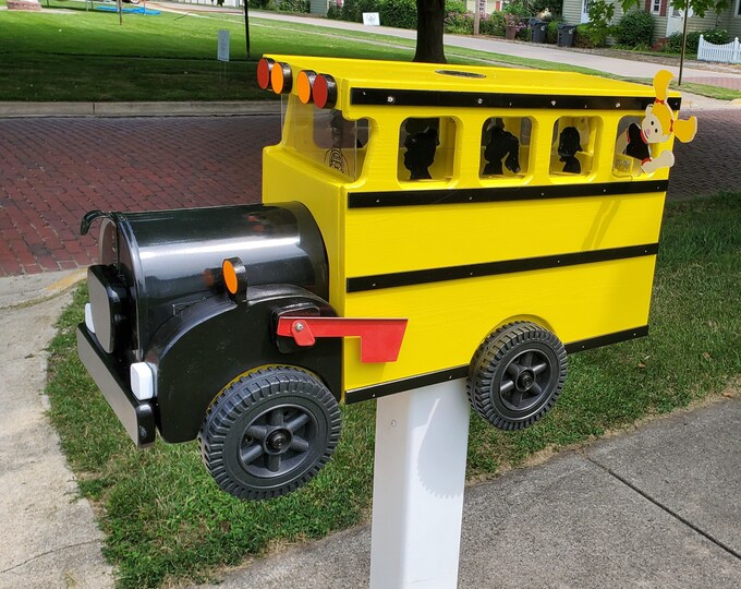 Custom Handmade Wooden School Bus Mailbox With Solar Night Light Added ...