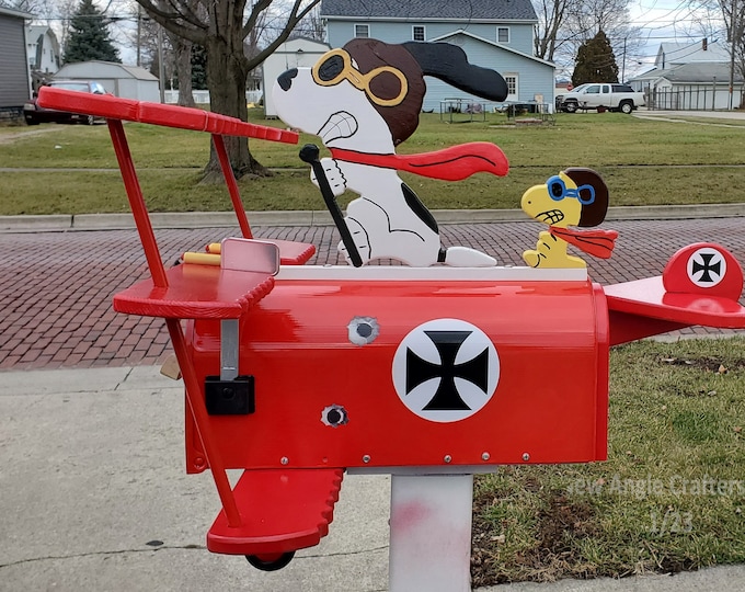 Handmade Red Baron Characters Tri-plane Mailbox-mailbox-rural Mailbox ...