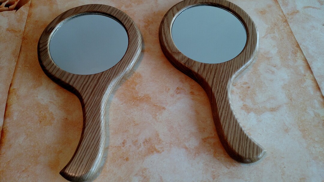 English Oak Hand Held Wooden Mirrors-wood Hand Mirrors-english Red Oak ...
