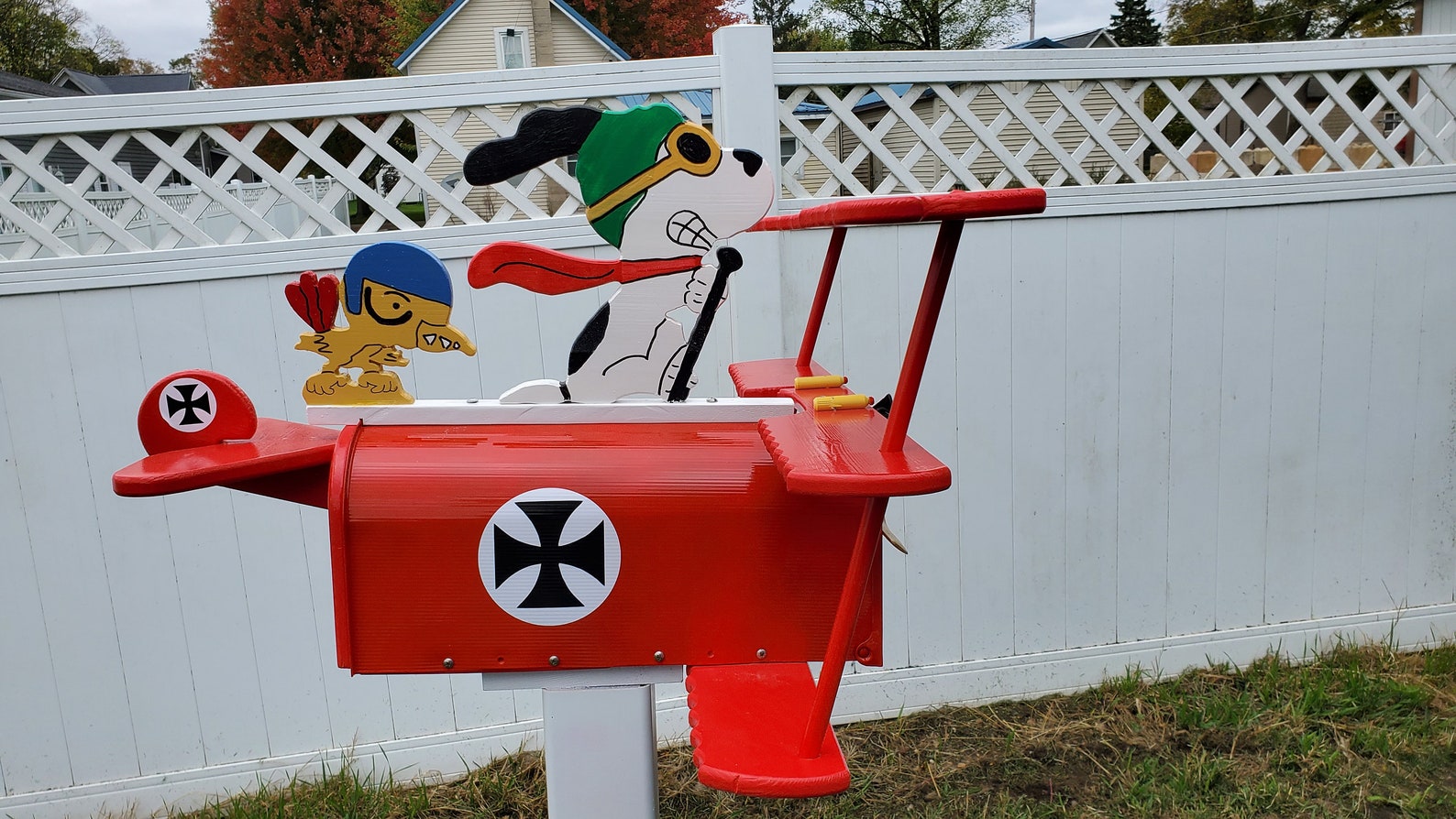 Cartoon Red Baron Characters Tri-plane Mailbox | Rural Mailbox**** - Etsy