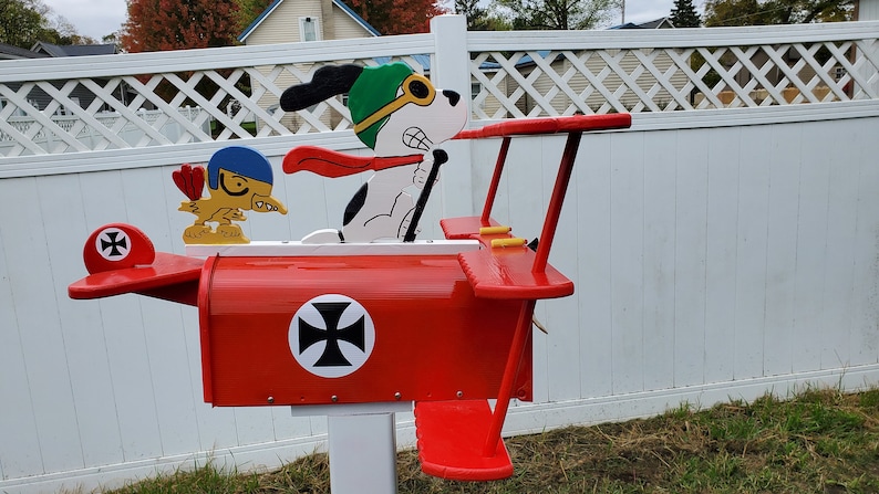 Cartoon Red Baron Characters Tri-plane Mailbox | Rural Mailbox**** - Etsy