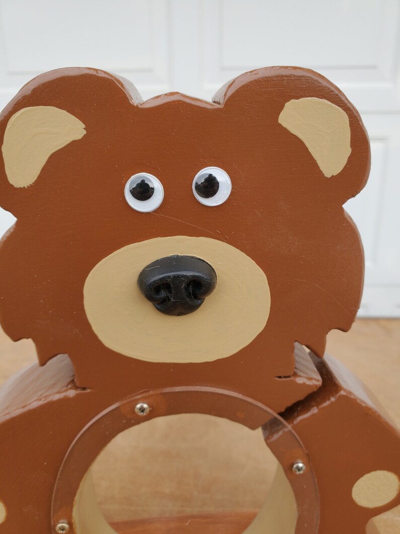 Teddy Bear Wooden Bank-coin Bank-piggy - Etsy