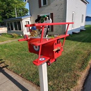 Cartoon Red Baron Characters Tri-plane Mailbox - One of a Kind Mailbox ...