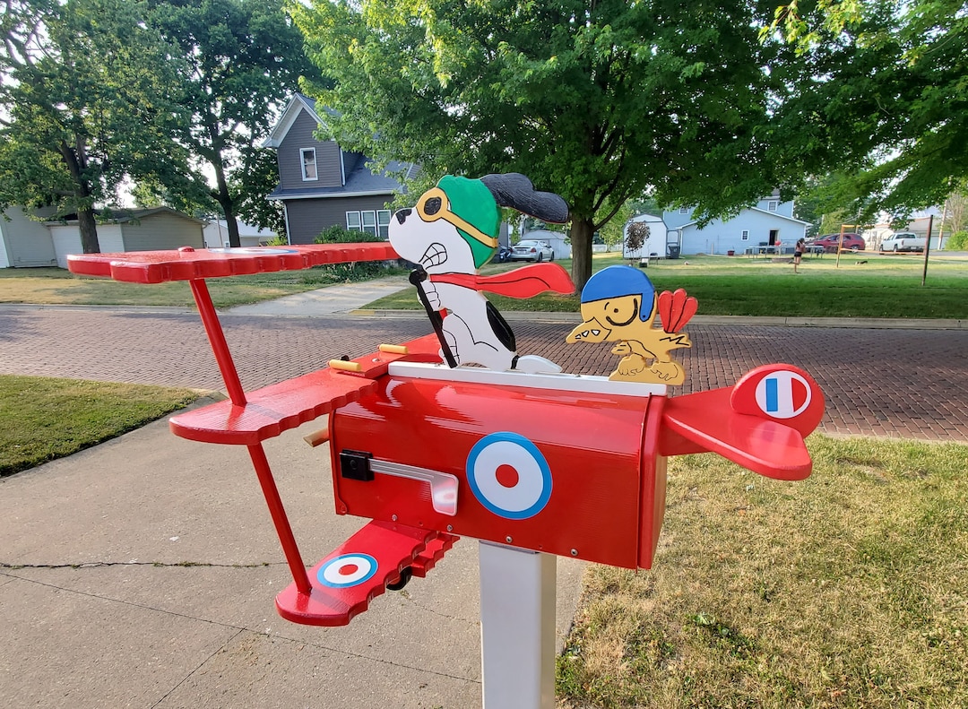 Cartoon Red Baron Characters Tri-plane Mailbox - One of a Kind Mailbox ...