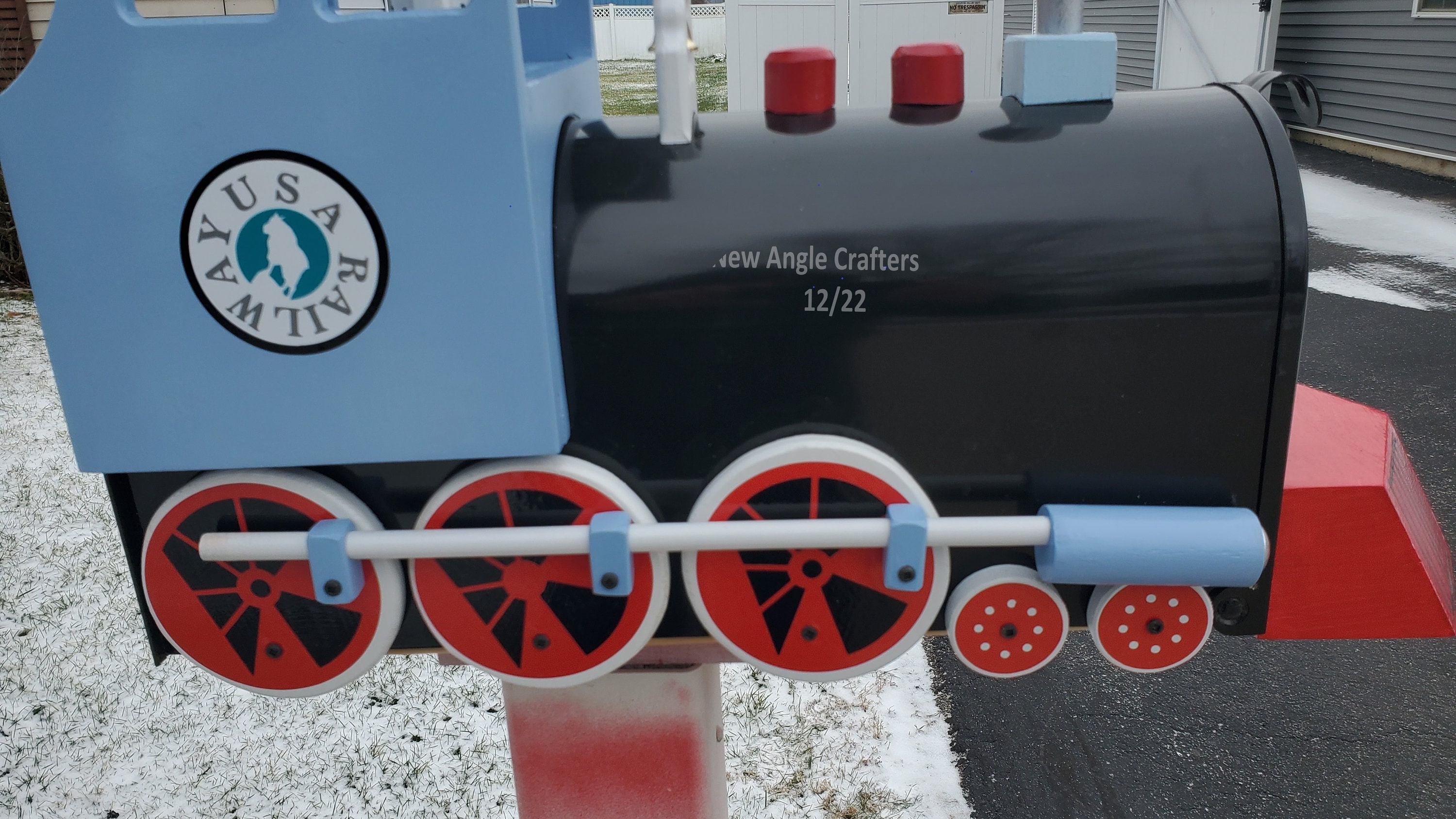 Handmade Steam Locomotive Mailbox With Solar Night Light-train Engine ...