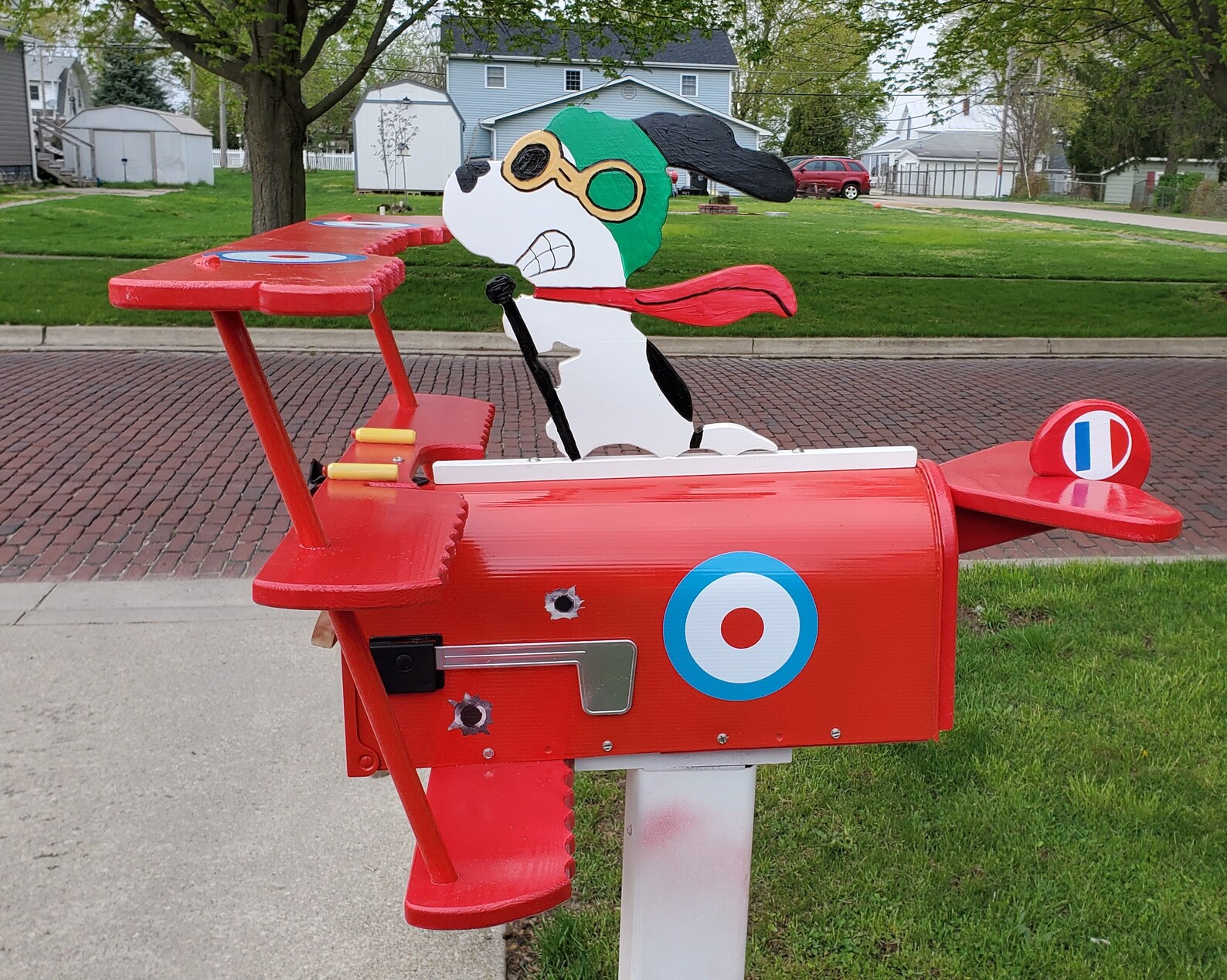 Red Baron Tri-plane Mailbox-mailbox-rural Tri-plane Mailbox-character ...