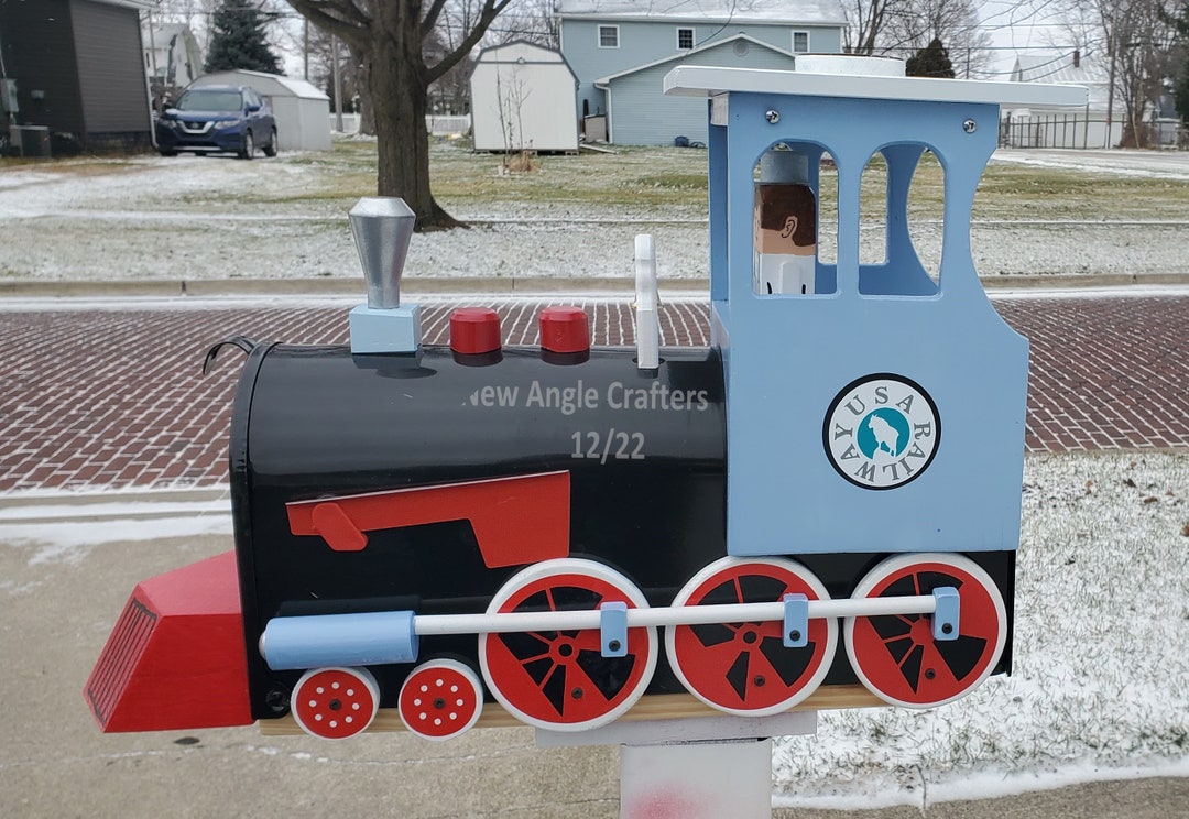Handmade Steam Locomotive Mailbox With Solar Night Light-train Engine ...
