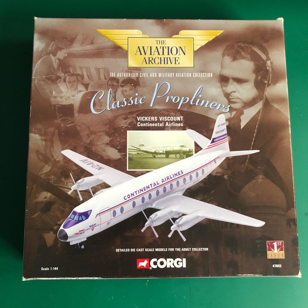Corgi 1/144 Scale Die Cast Model of a Continental Airlines Vickers ...