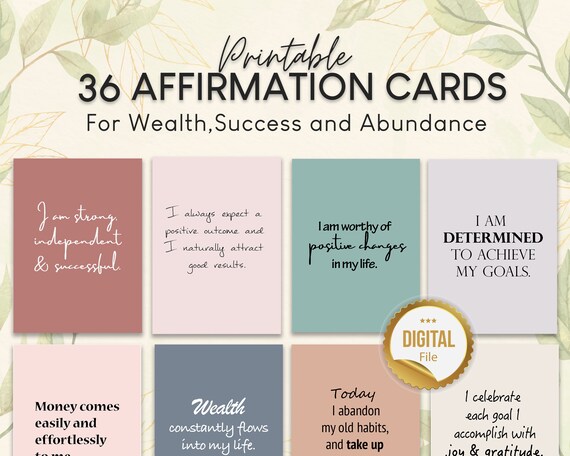 Printable Affirmation Cards for Success Wealth and Abundance - Etsy
