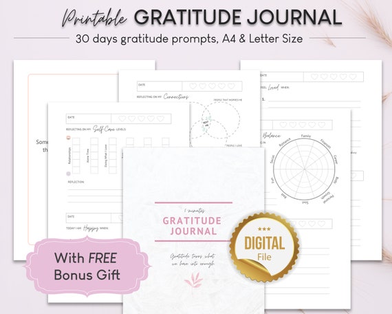 Prints Digital Prints 30 Day Gratitude Journal Printable I Mindfulness ...