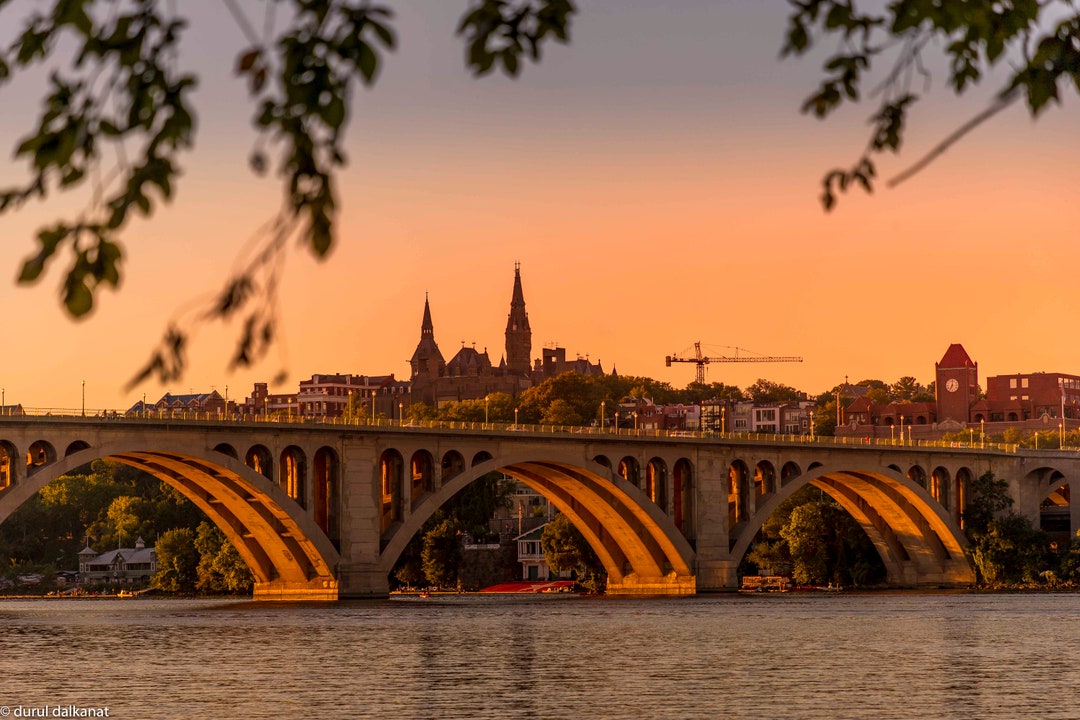 Georgetown University Key Bridge at Sunset Washington DC Photography ...
