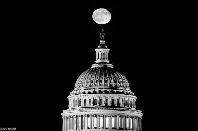US Capitol Black and White Photo Print, Capitol Dome Print, Washington ...