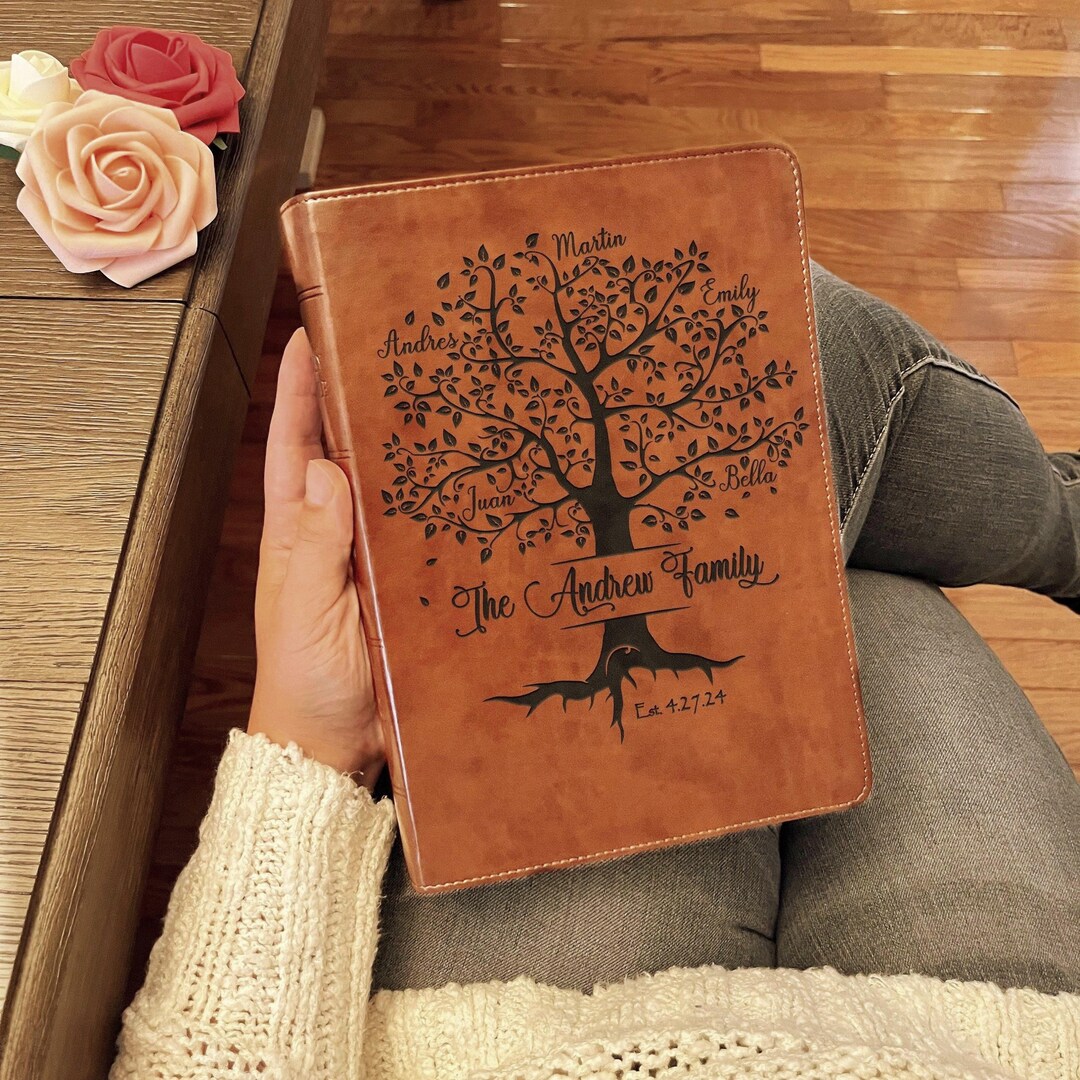 Personalized Family Tree Bible, Custom Engraved ESV Wide-margin ...