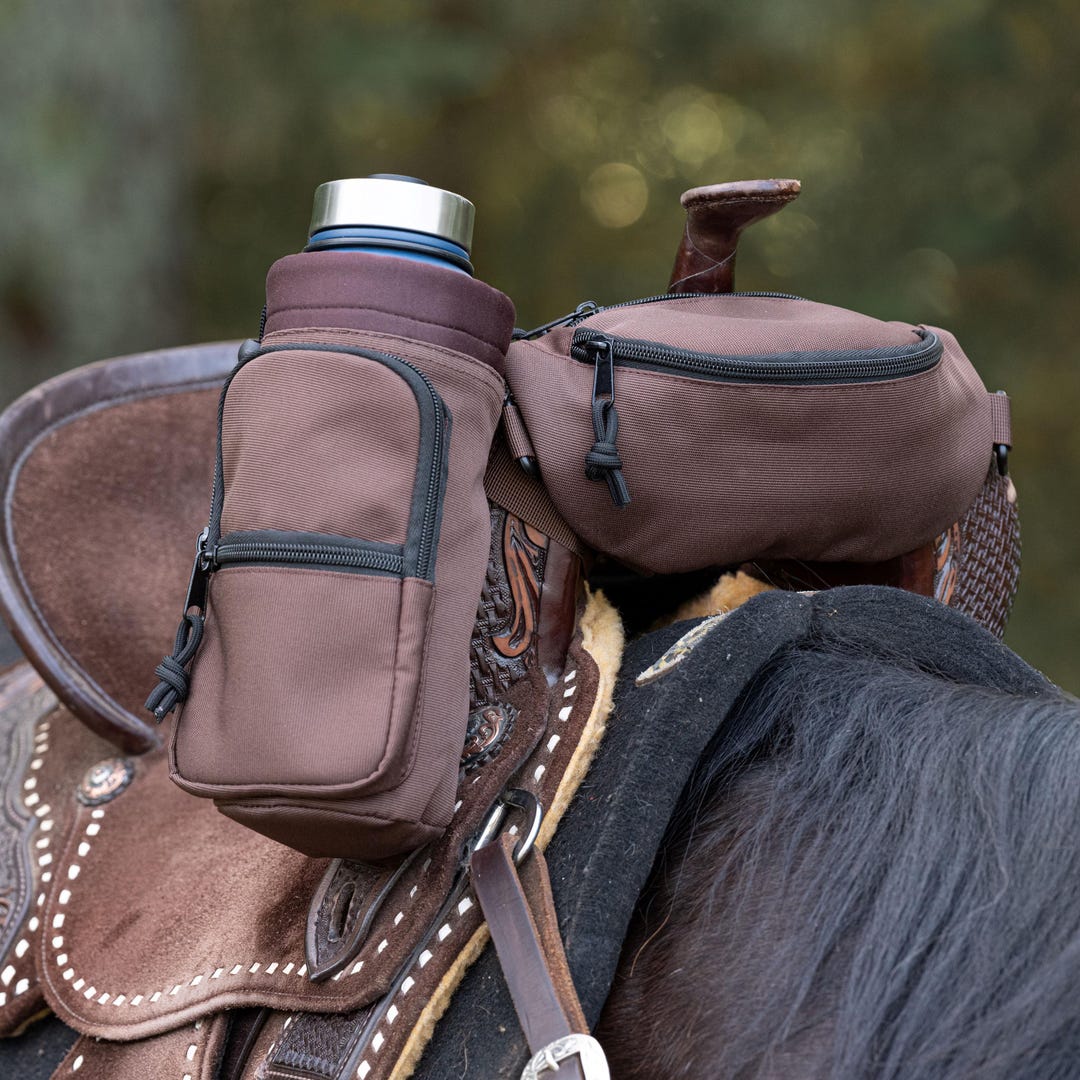 Horse Saddle Pommel Bag & Bottle Holder Set, Saddle Drink Holder, Horse ...
