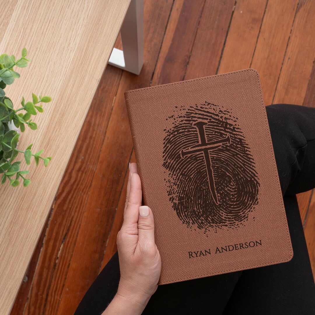 Personalized NASB Bible, Custom Fingerprint & Cross Design With Name ...