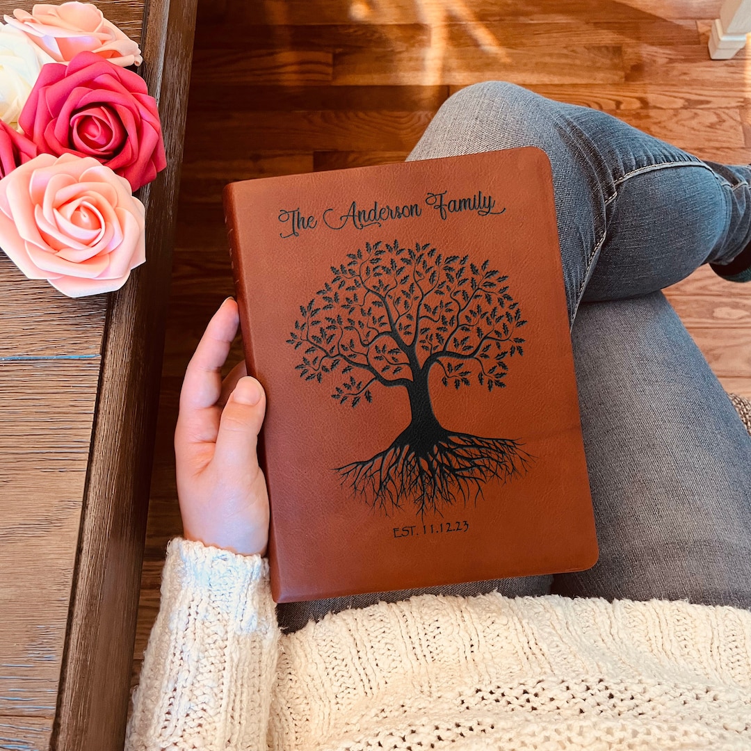 Personalized Genuine Leather Family Bible Custom NLT Family Tree ...