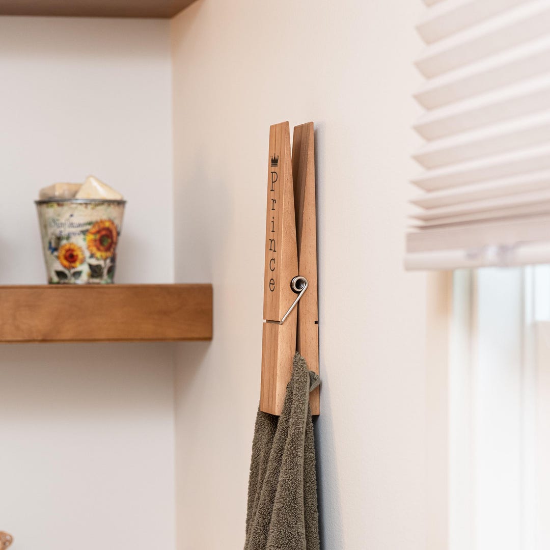 Custom Design Jumbo Giant Clothespin Towel Holder, Rustic Farmhouse ...
