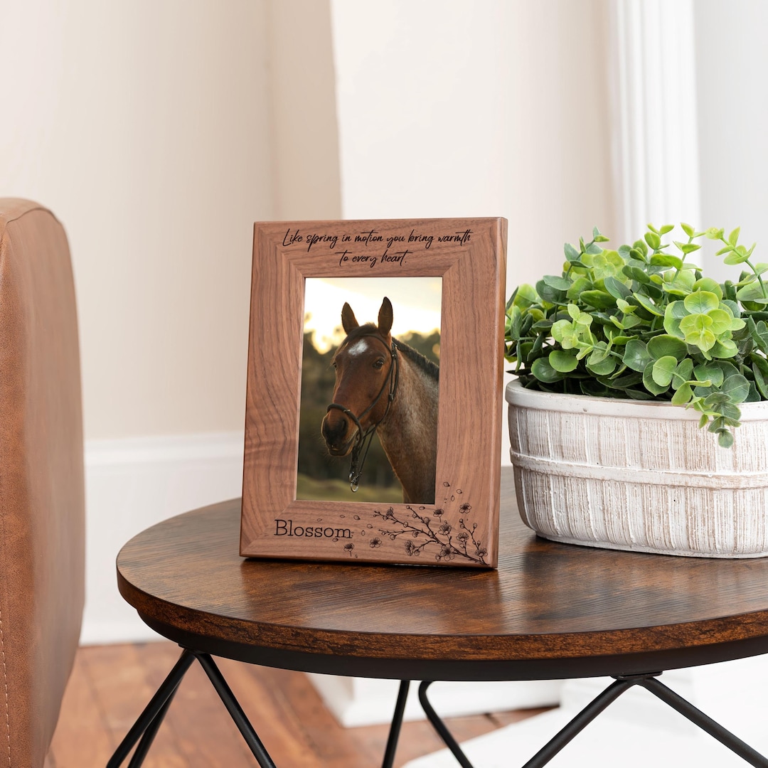 Personalized Horse Picture Frame, Genuine Walnut Horse Photo Frame 4x6 ...