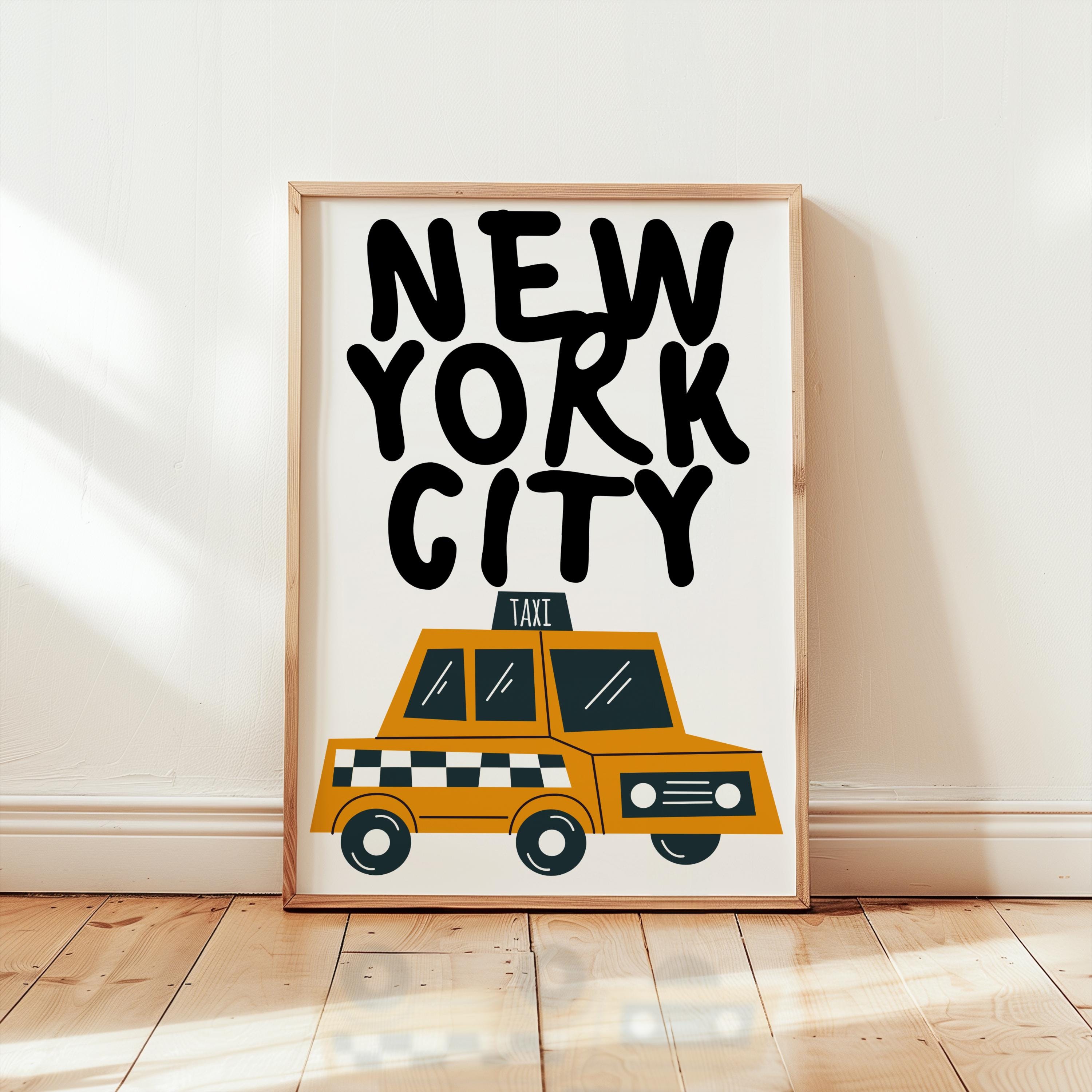 NYC Yellow Taxi Art Print: Manhattan Typography Poster (digital ...