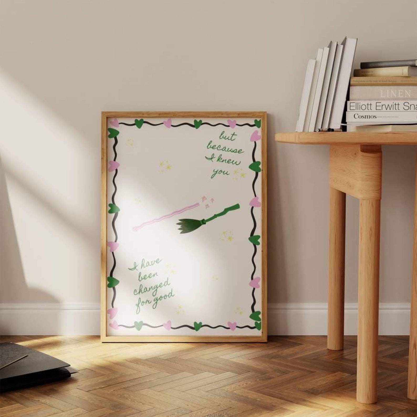 Wicked-themed Elphaba and Glinda Quote Wall Art Pink and Green Digital ...