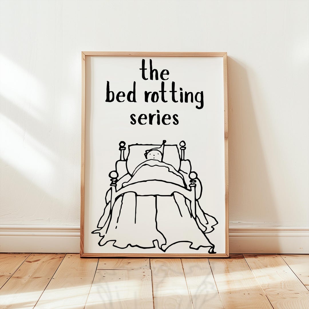 Bed Rotting Series Digital Print – Funny Boy in Bed Illustration ...