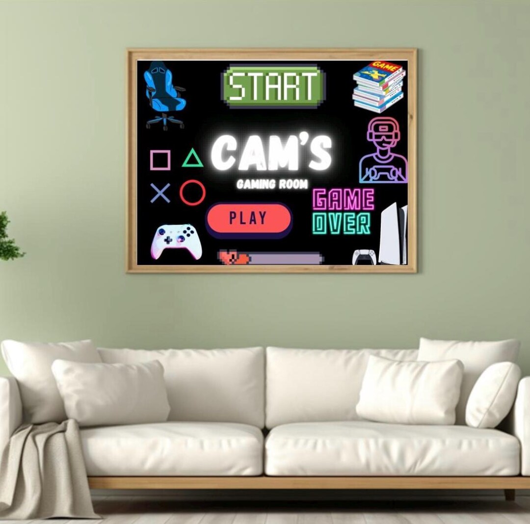 Personalized Gaming Room Sign Custom Gamer Decor Custom Name Wall Art ...
