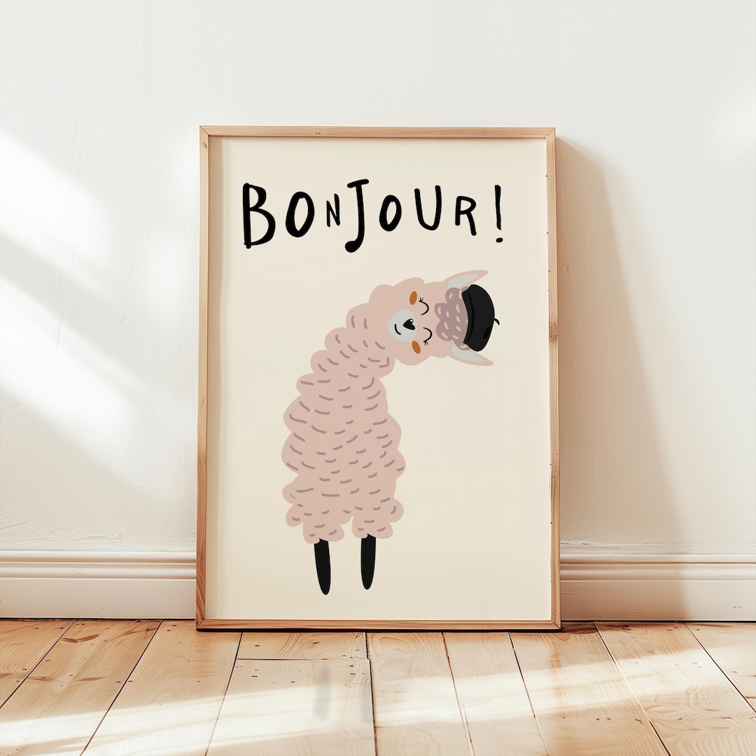 Llama Beret Art Print: Whimsical French Nursery Decor (digital Download ...