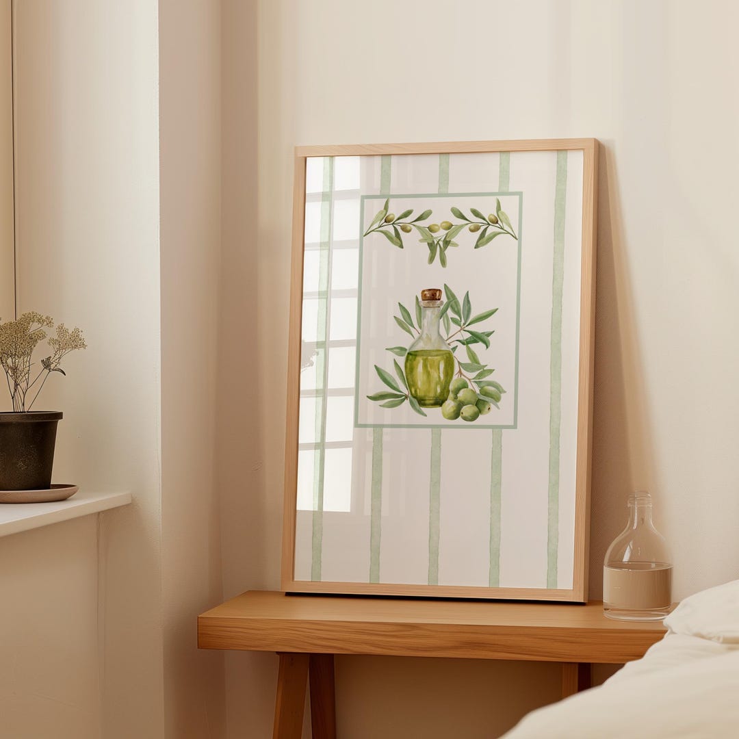 Old Money Aesthetic Print – Green Olive Oil & Olive Branch Wall Art ...