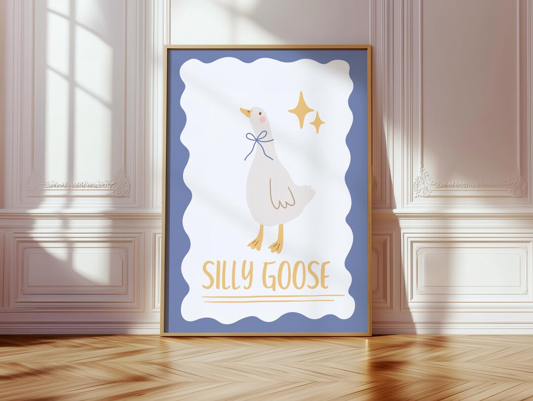 Silly Goose Art Print | Funny Goose Wall Art | Cute Farm Animal Nursery ...