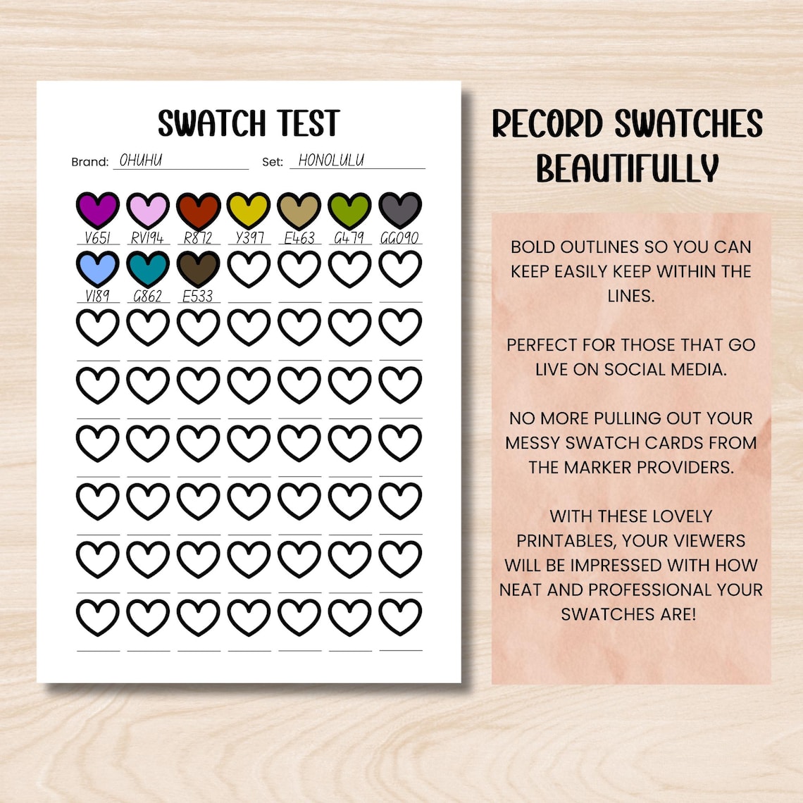 Colour Test Swatch Bundle - Test Color - Printable Pages - Alcohol ...