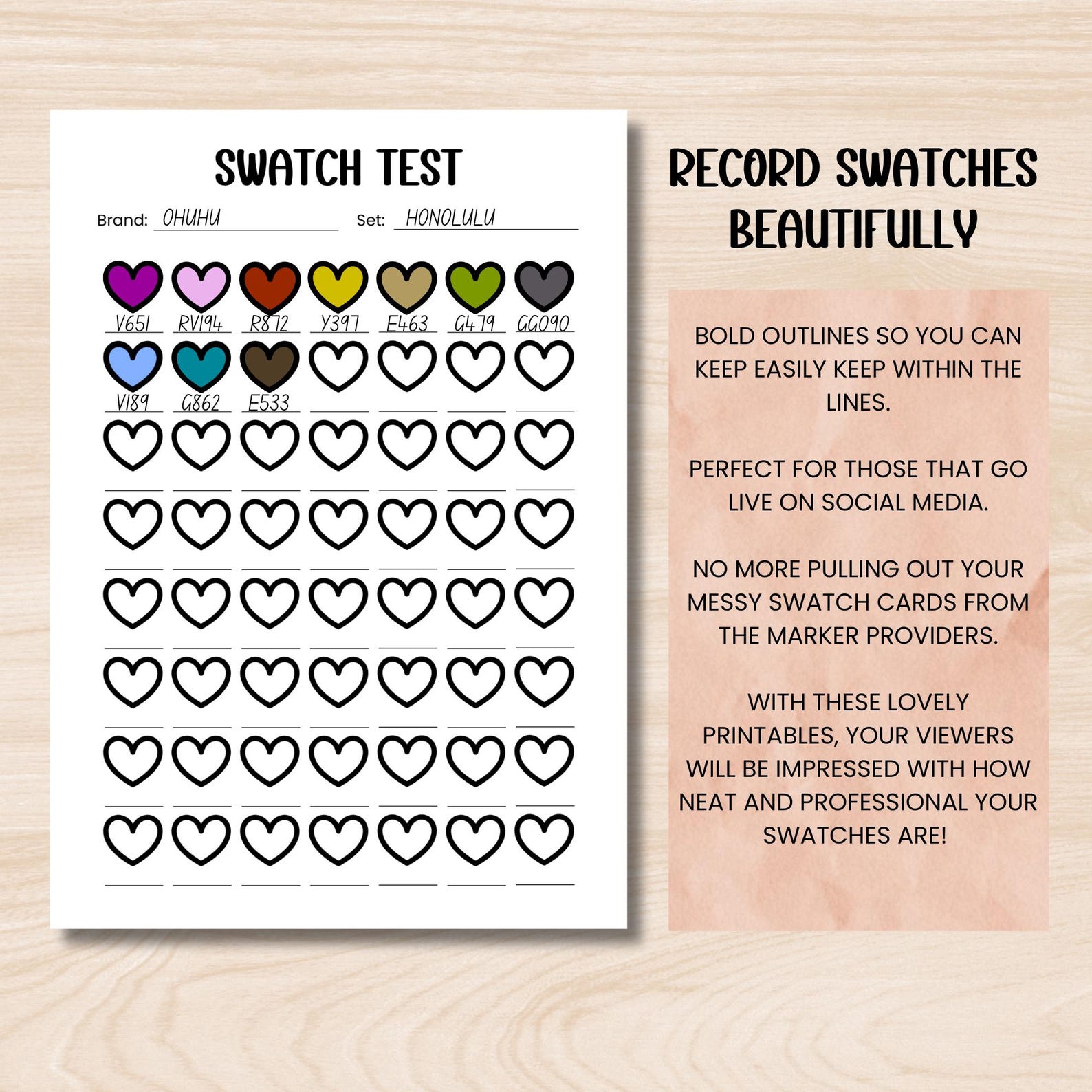 Colour Test Swatch Bundle - Test Color - Printable Pages - Alcohol ...