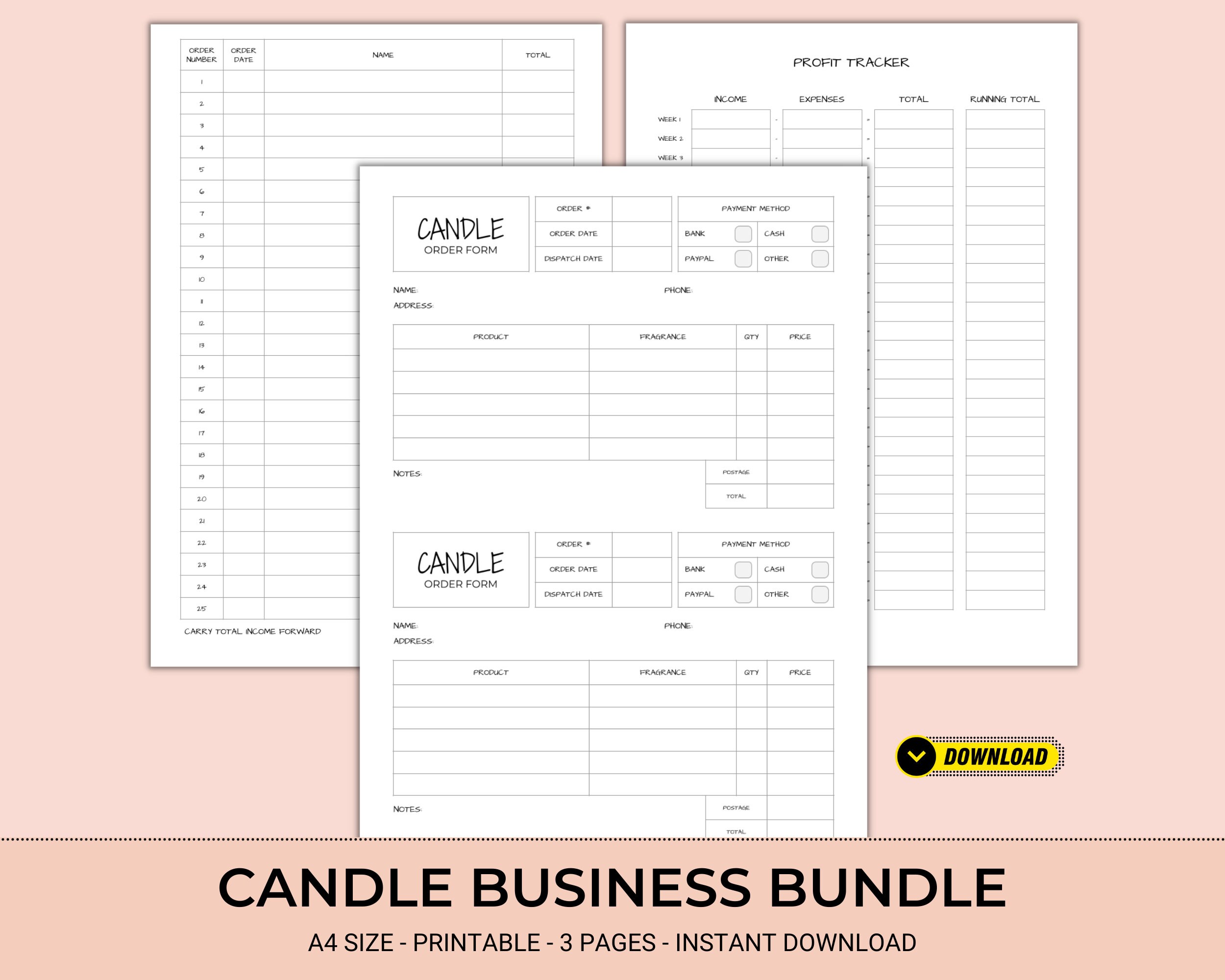 Candle Order Forms, for Candle Businesses - Candle Sales Templates ...
