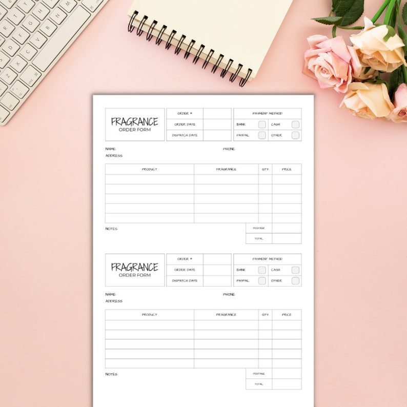 Fragrance / Perfume Order Forms for Small Business - Printable ...