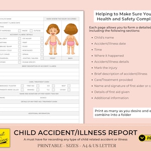 Ouch Report | Printable Accident / Illness Report Form Template for ...