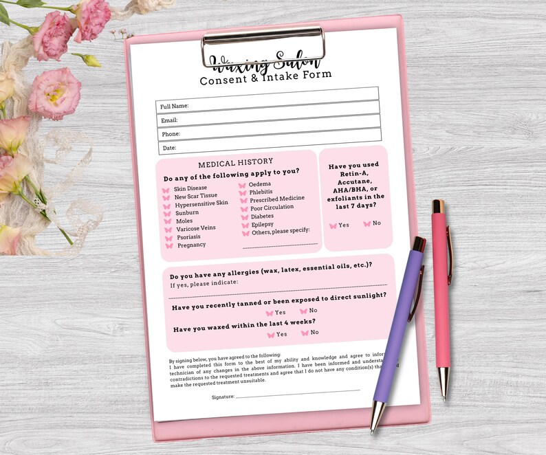 Waxing Consent Form Printable, Client Intake Form, Beauty Salon Forms ...