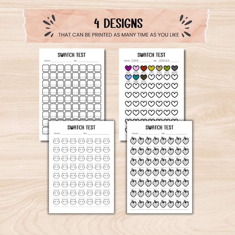 Colour Test Swatch Bundle - Test Color - Printable Pages - Alcohol ...