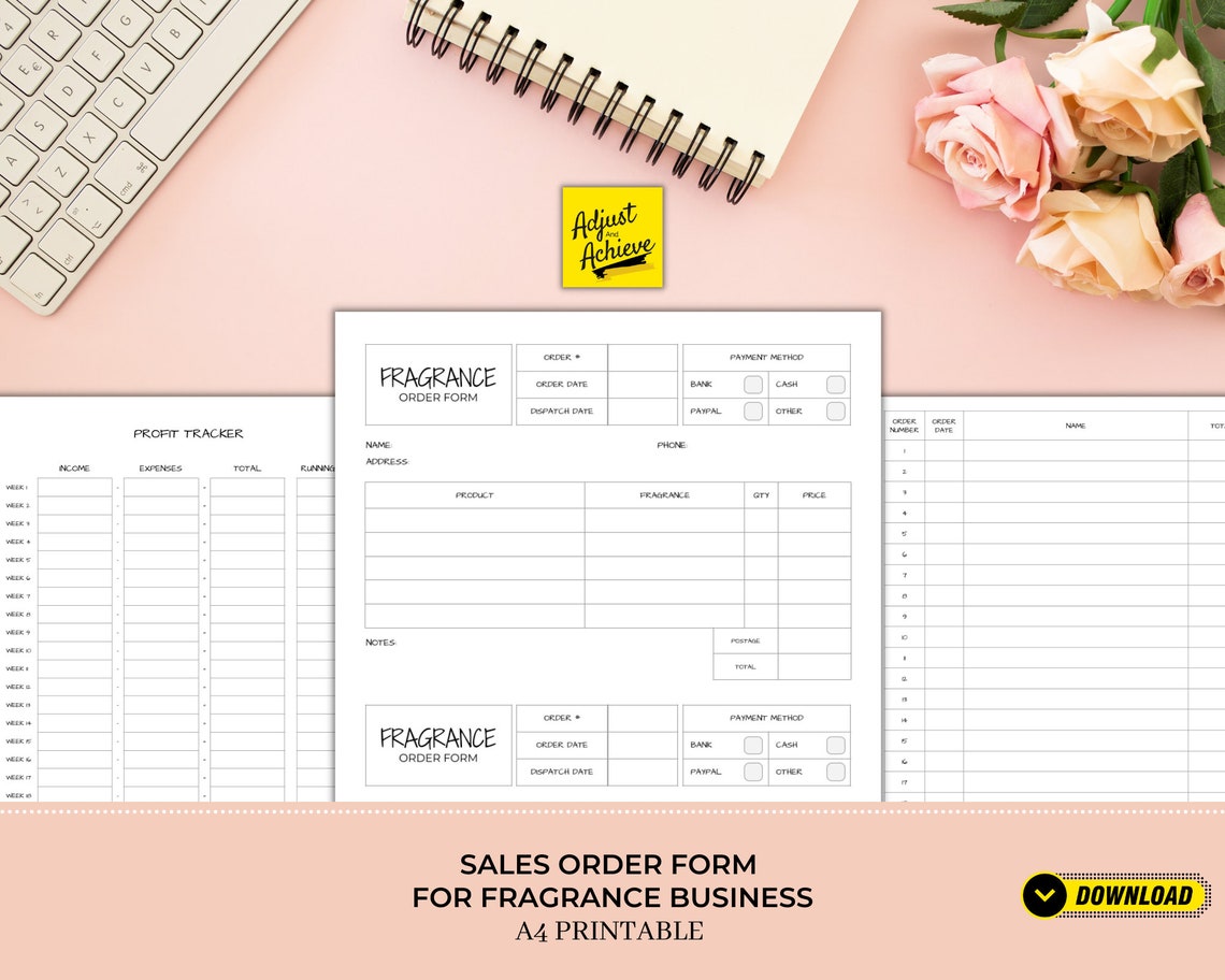 Fragrance / Perfume Order Forms for Small Business - Printable ...
