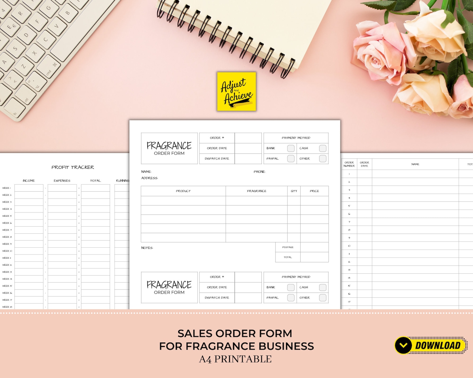 Fragrance / Perfume Order Forms for Small Business - Printable ...